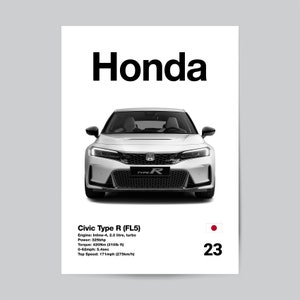 Honda Civic Type R FL5 2023 Car Poster Print Automotive Wall Art Car ...