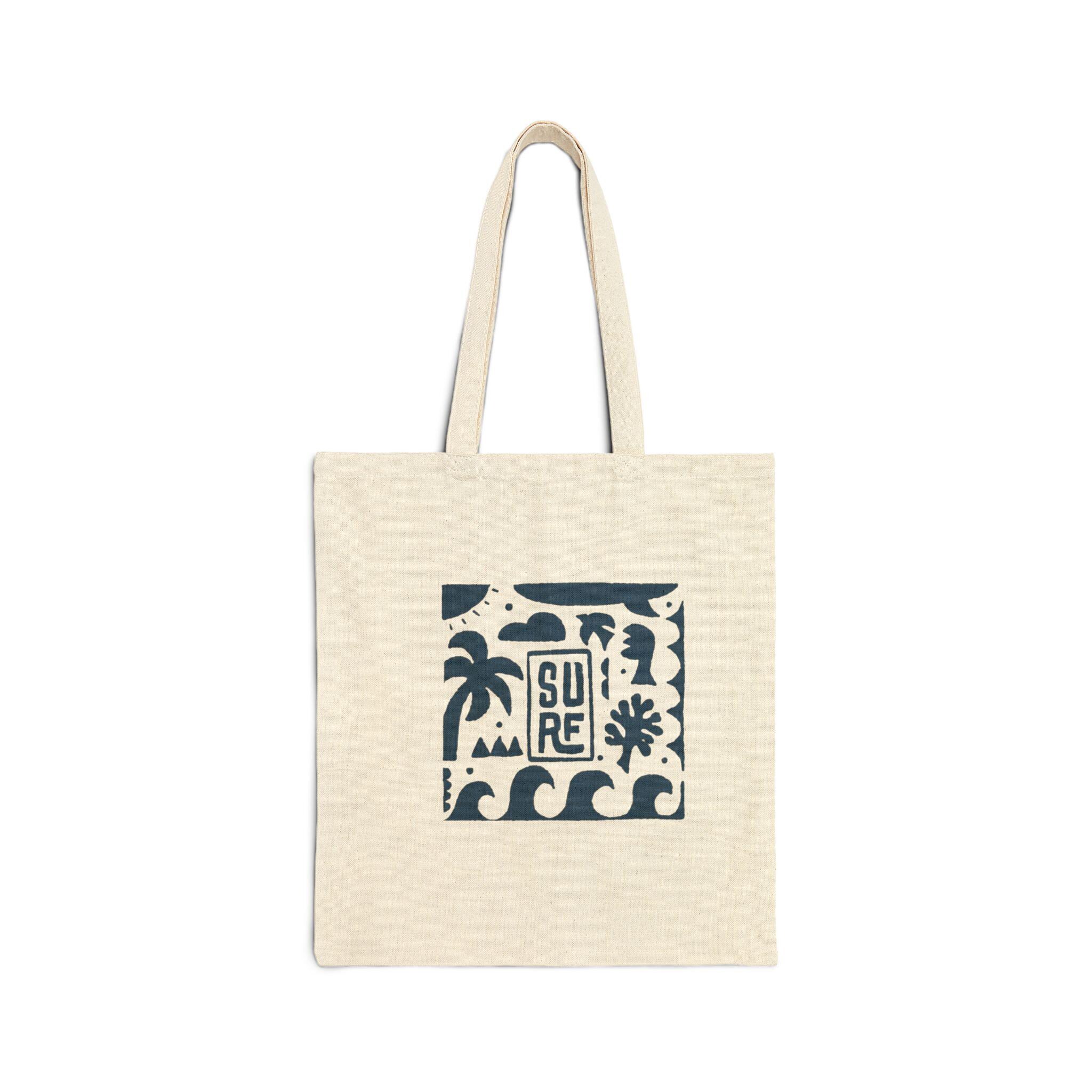 Surfing Cotton Canvas Tote Bag Beach Lover Shoulder Bag, Summer Surf ...