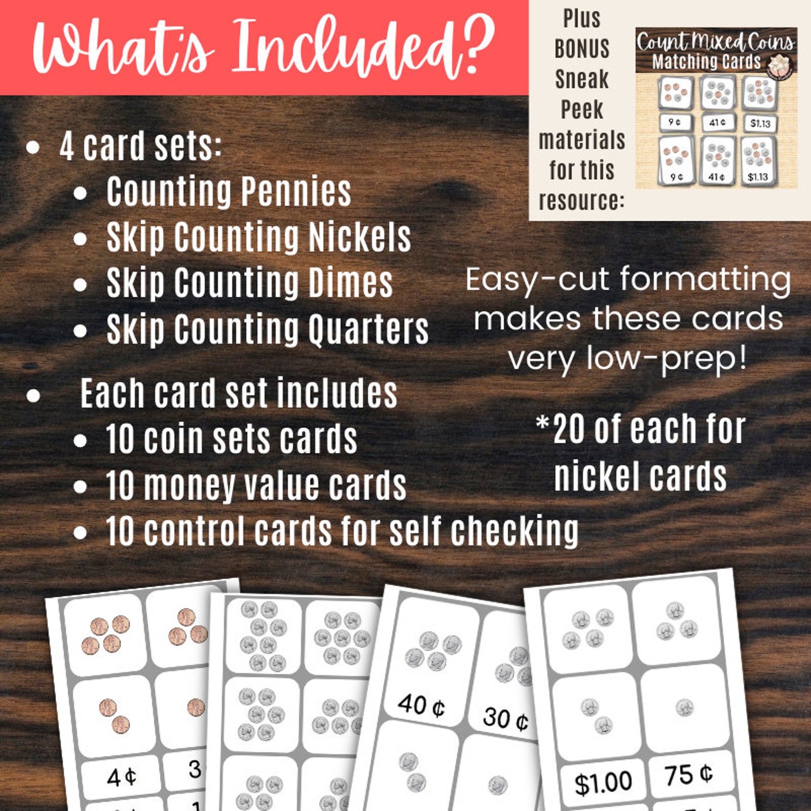 Skip Counting Money: Montessori Three-part Cards for Learning Coins ...