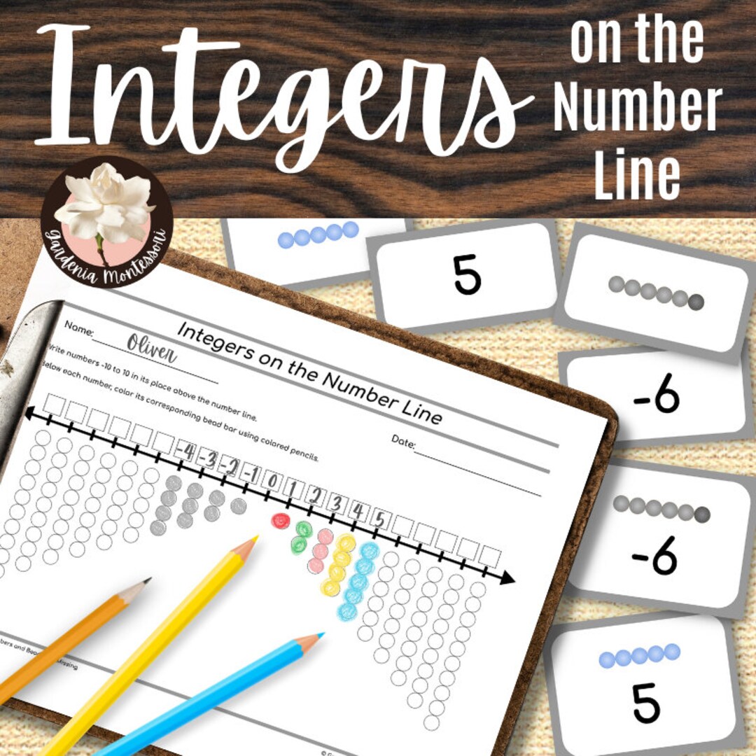 Negative Numbers Number Line Montessori Math Worksheets 3 Part - Etsy