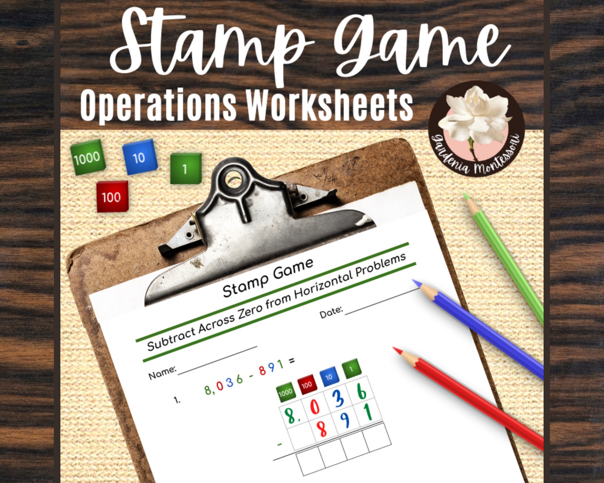 Stamp Game Printable Montessori Materials Math Worksheets - Montessori ...