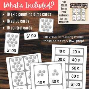 Coin Counting Dime Cards - Montessori Elementary Money Math Skip Count ...