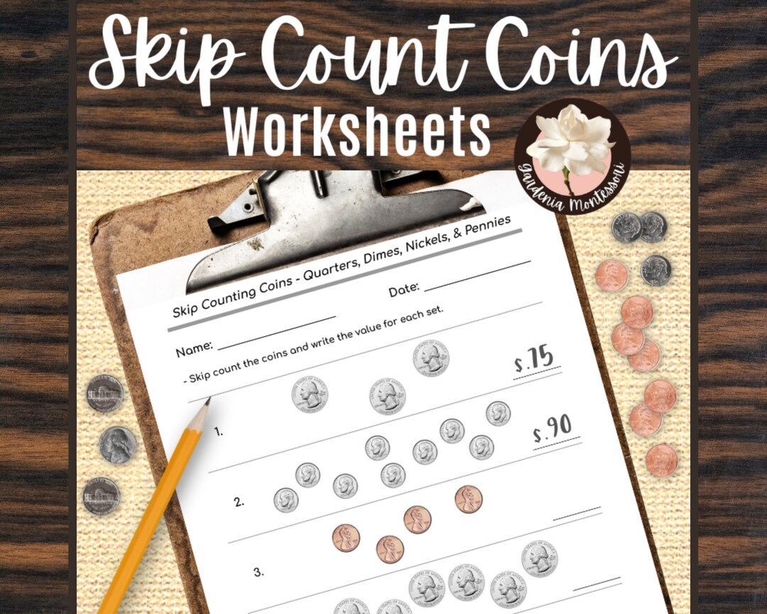 Montessori Elementary Skip Counting Coins Worksheets: Printable Math ...