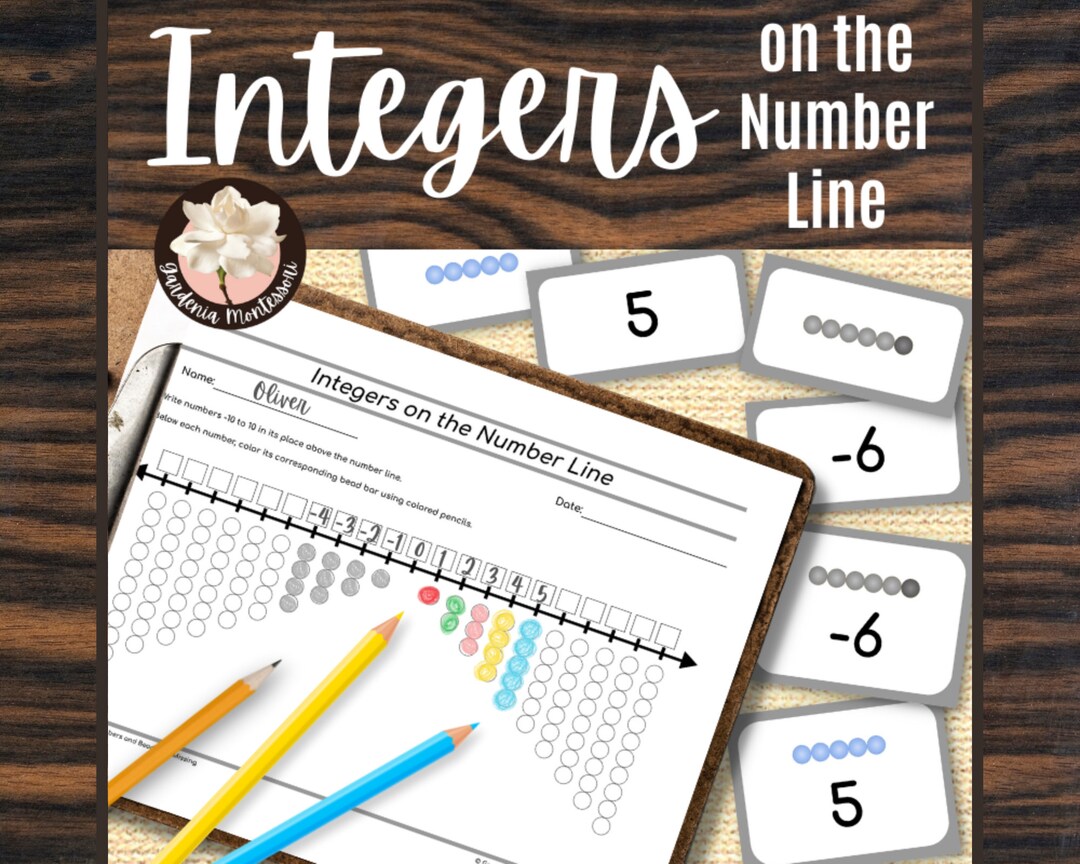 Integers on Number Line Montessori Worksheets Sorting Cards - Negative ...