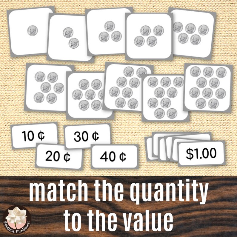 Printable Dime Cards: Montessori Money Math for Elementary Students ...