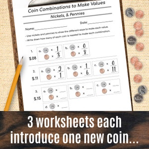 Montessori Elementary Coin Combos Learning Money Math Worksheets ...