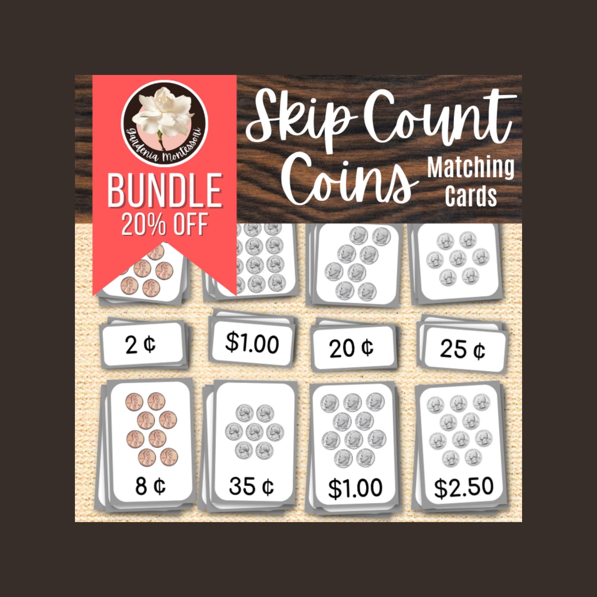 Count Like Coins Montessori Flashcards - Skip Counting Coins Sorting ...