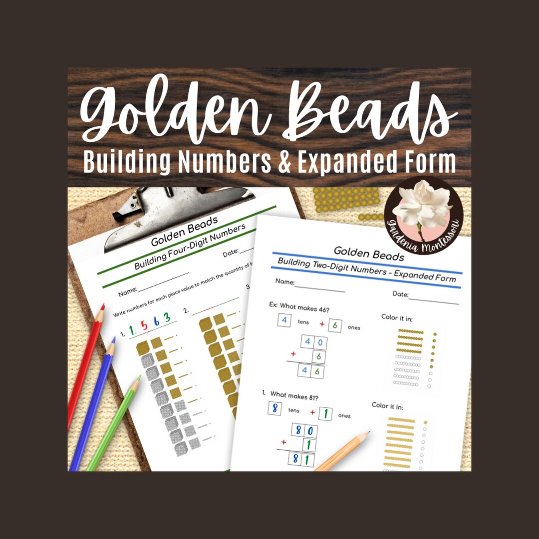 Montessori Golden Beads Worksheets: Place Value, Number Composition ...