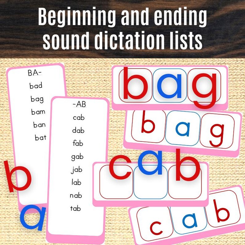 CVC Words Montessori Elementary Moveable Alphabet Printables: Pink ...