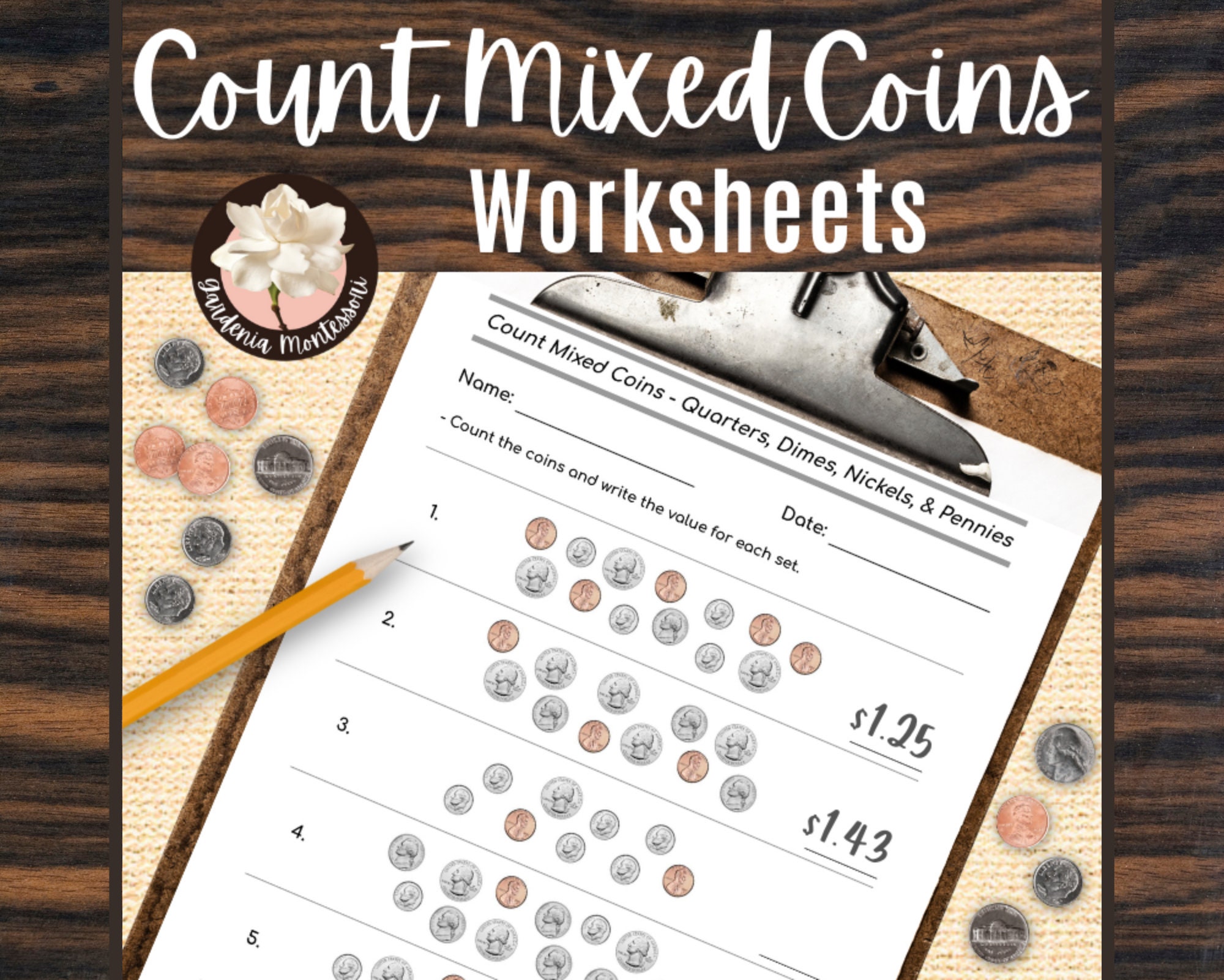 Counting Coins Learning Money Kids Worksheets Montessori Money Math ...