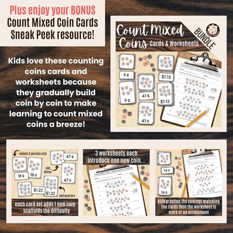 Count Like Coins Montessori Flashcards - Skip Counting Coins Sorting ...