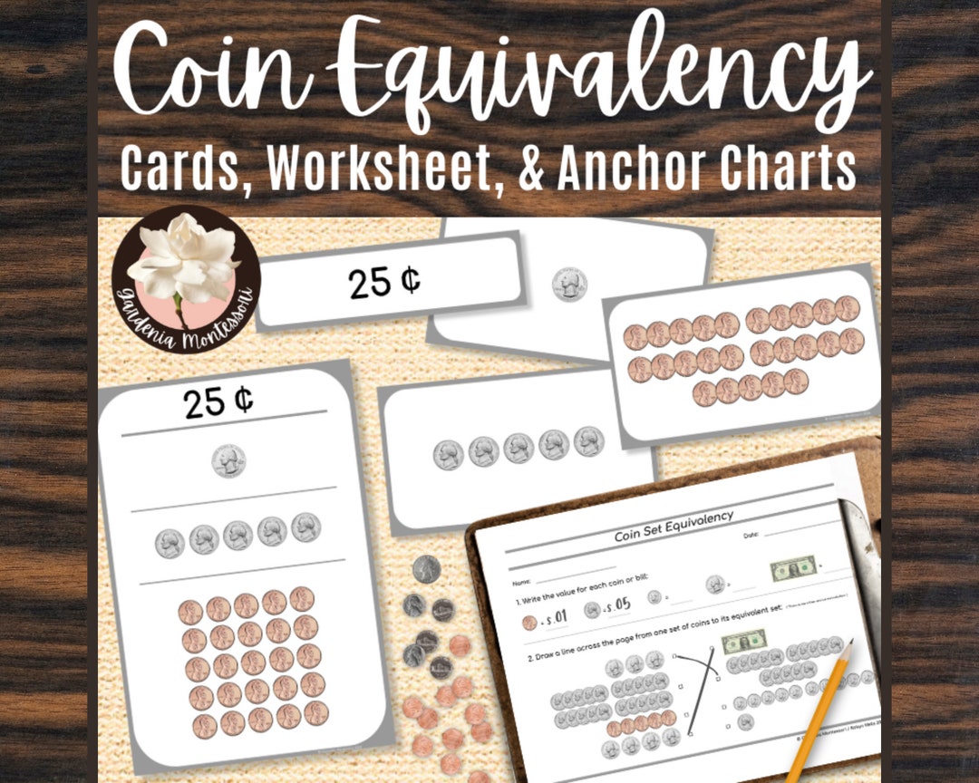 Equivalent Coins Sorting Cards Montessori Charts Montessori Money Math ...