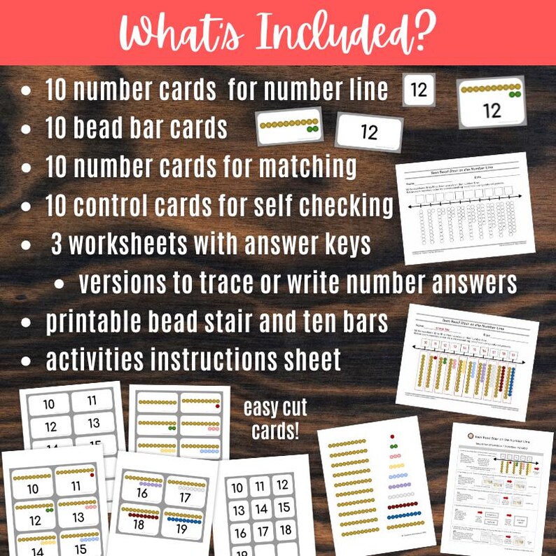 Montessori Teen Bead Stair Number Line Cards - Elementary Math ...