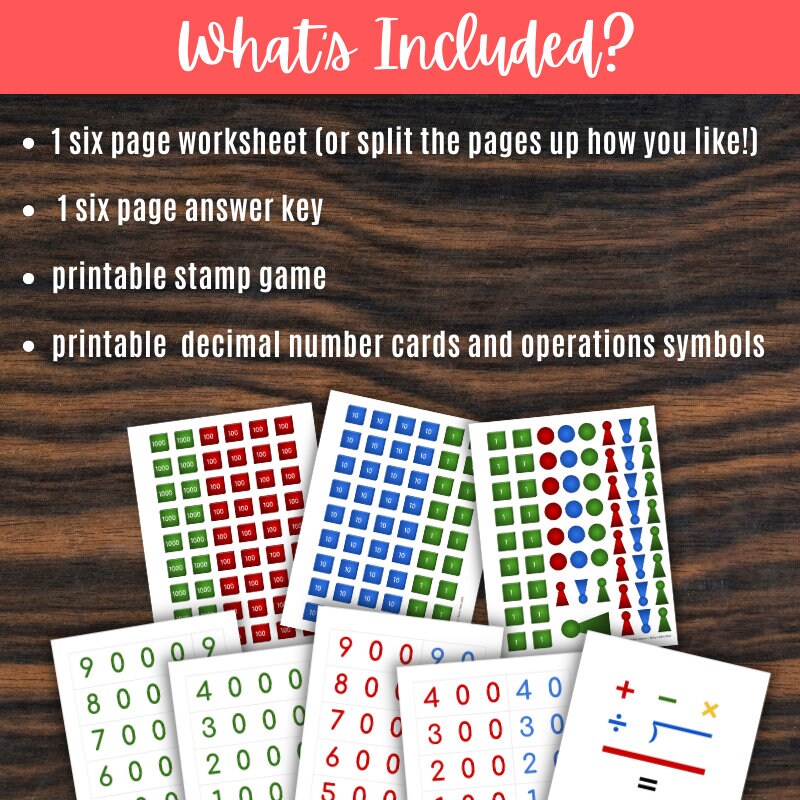 Printable Montessori Math Stamp Game Introduction: Place Value ...