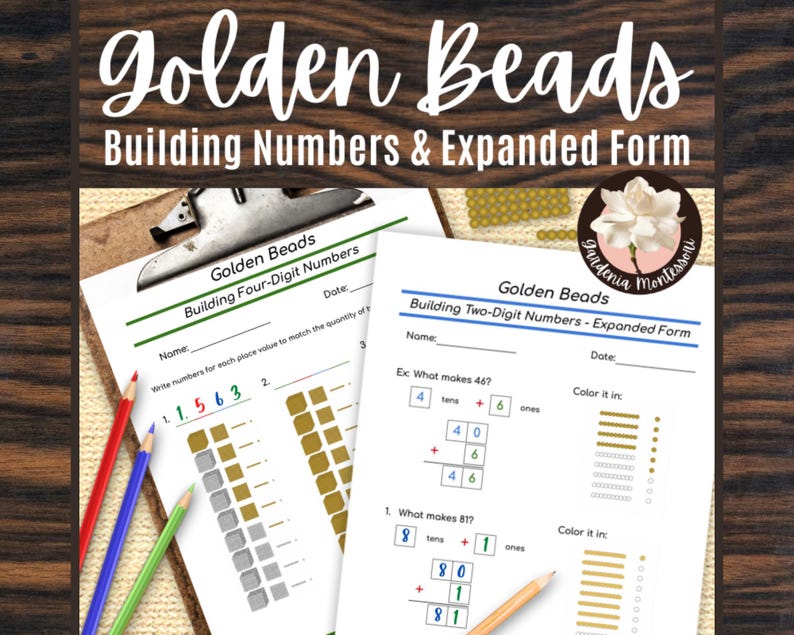 Montessori Golden Beads Worksheets: Place Value, Number Composition ...