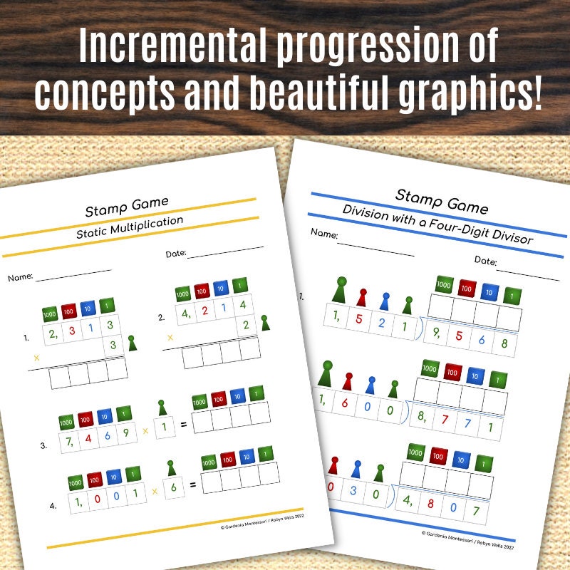 Montessori Math Stamp Game Printable: Elementary Math Operations ...