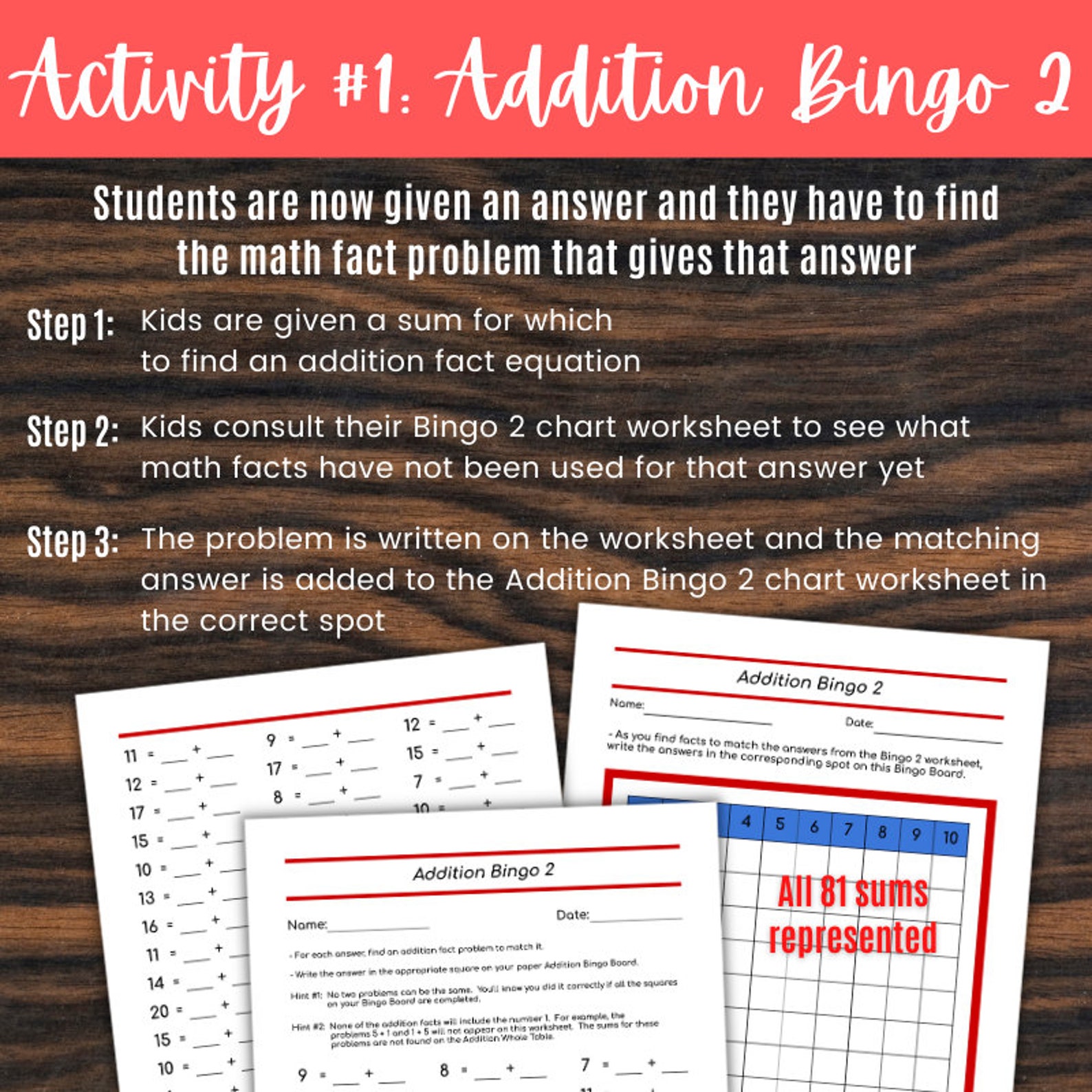 Montessori Addition Facts Math Worksheets Math Charts - Bingo ...