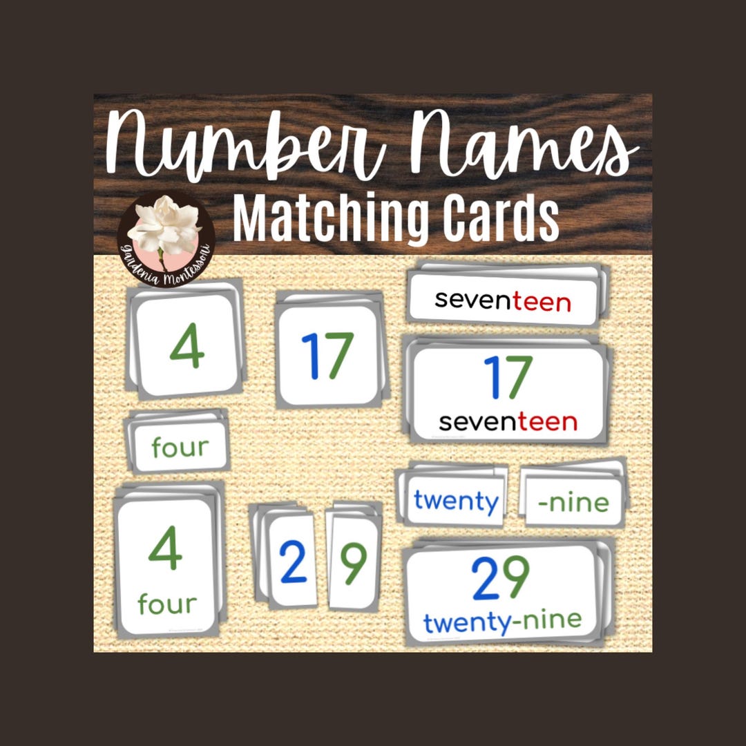 Montessori Math Number Words Three Part Cards - Elementary Teen Number ...