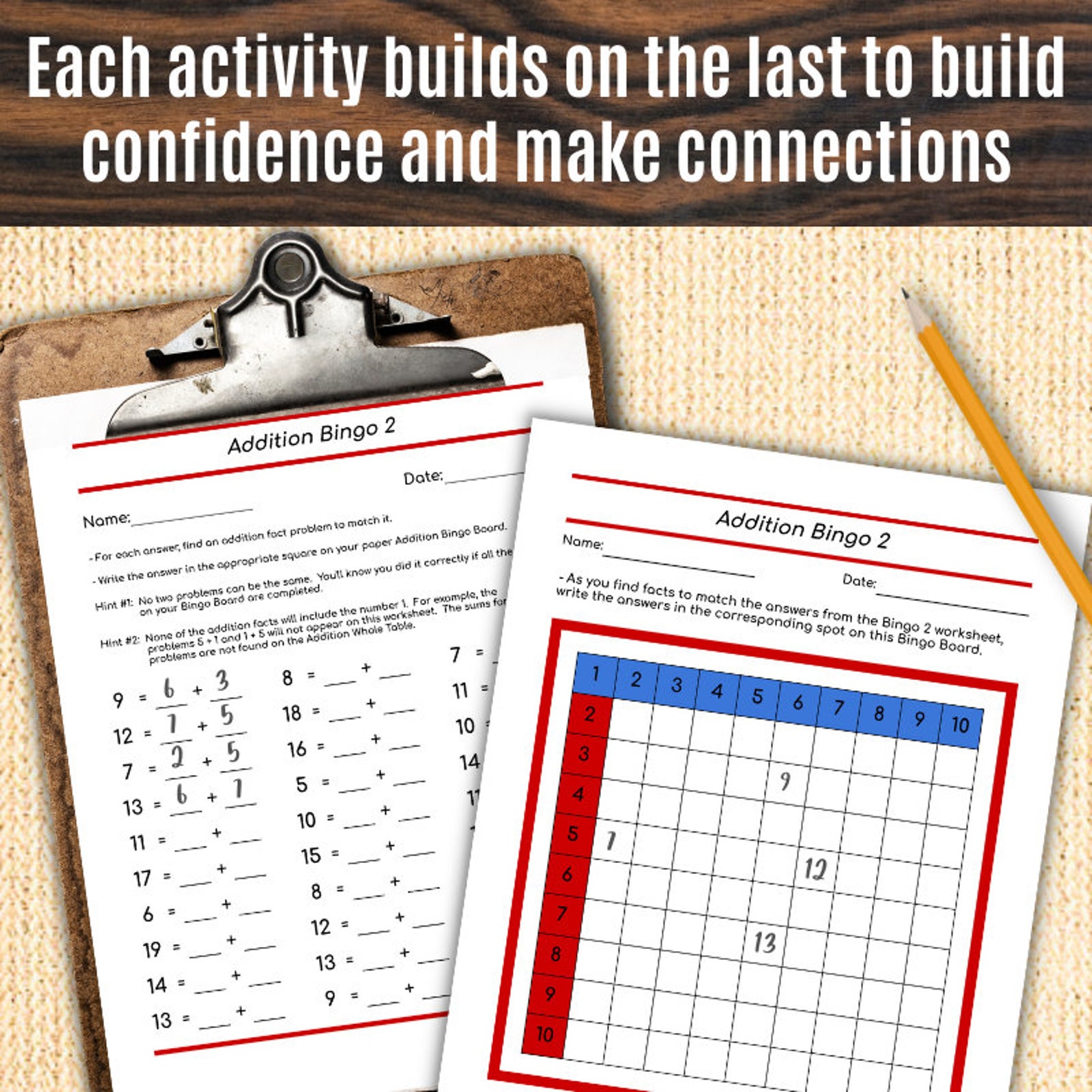 Montessori Addition Facts Math Worksheets Math Charts - Bingo ...