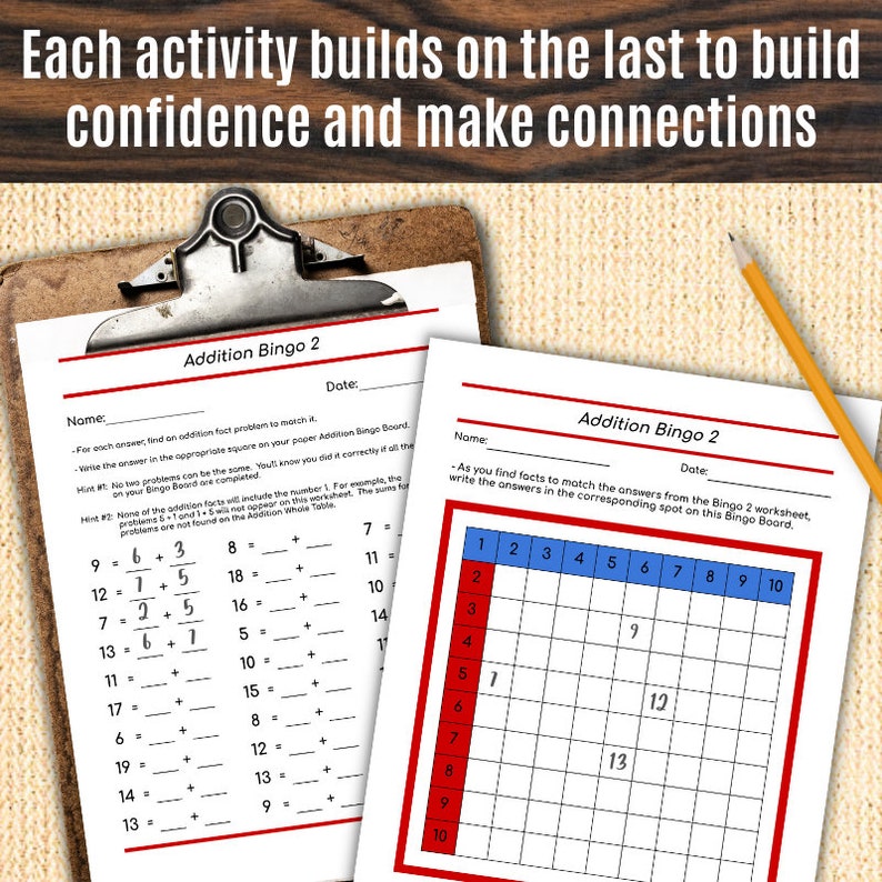 Montessori Addition Facts Math Worksheets Math Charts - Bingo ...
