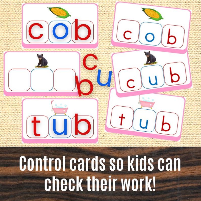 CVC Words Montessori Elementary Moveable Alphabet Printables: Pink ...