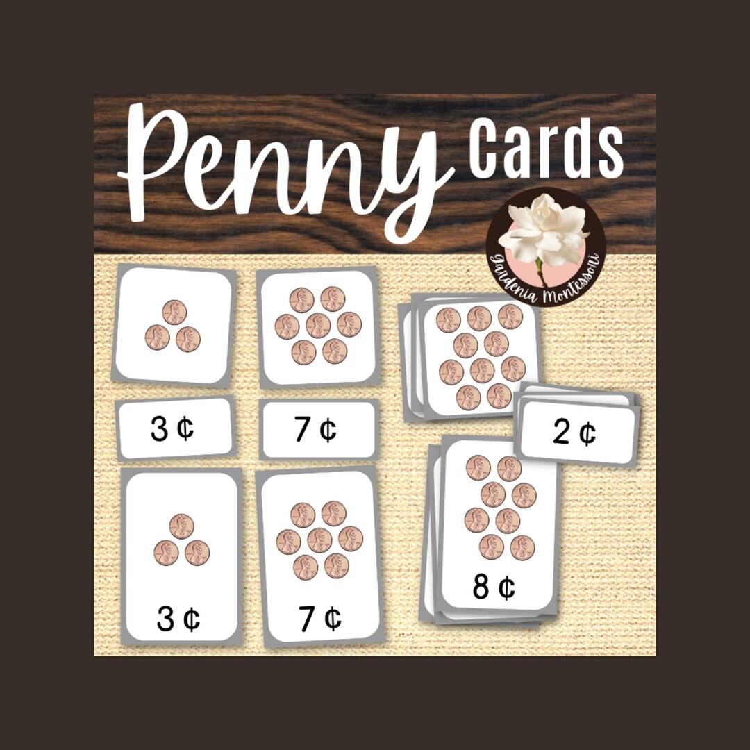 Montessori Elementary Money Pennies Counting Cards - Penny Coin ...