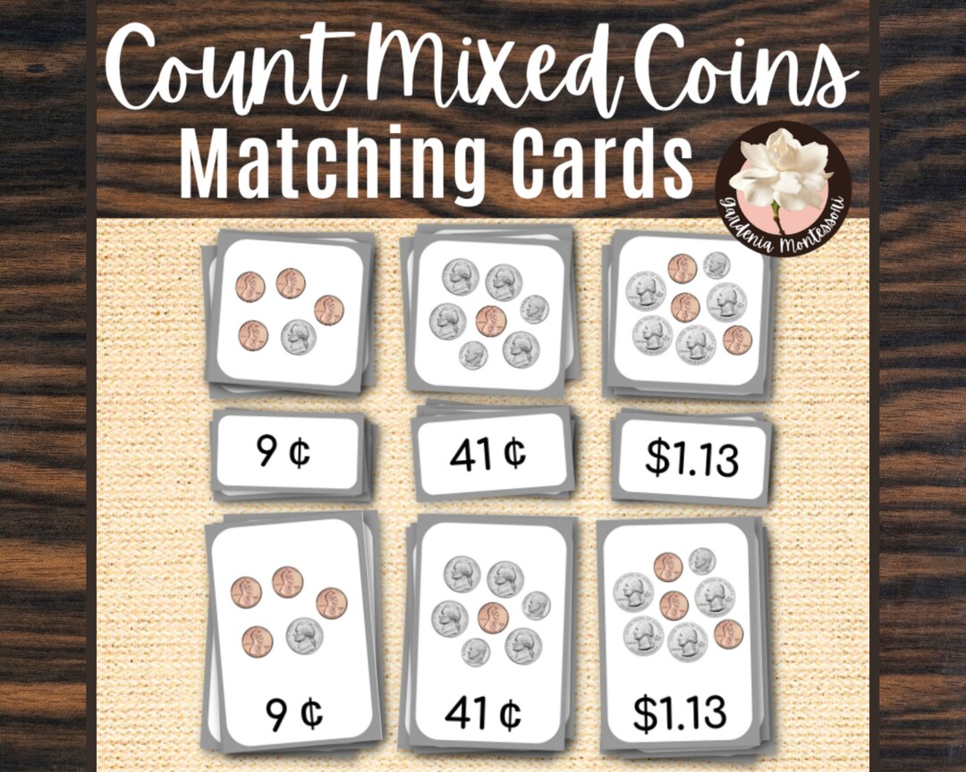 Counting Coins Learning Money Montessori Cards Montessori Money Math ...