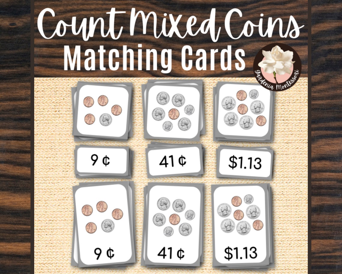 Counting Coins Learning Money Montessori Cards Montessori Money Math ...