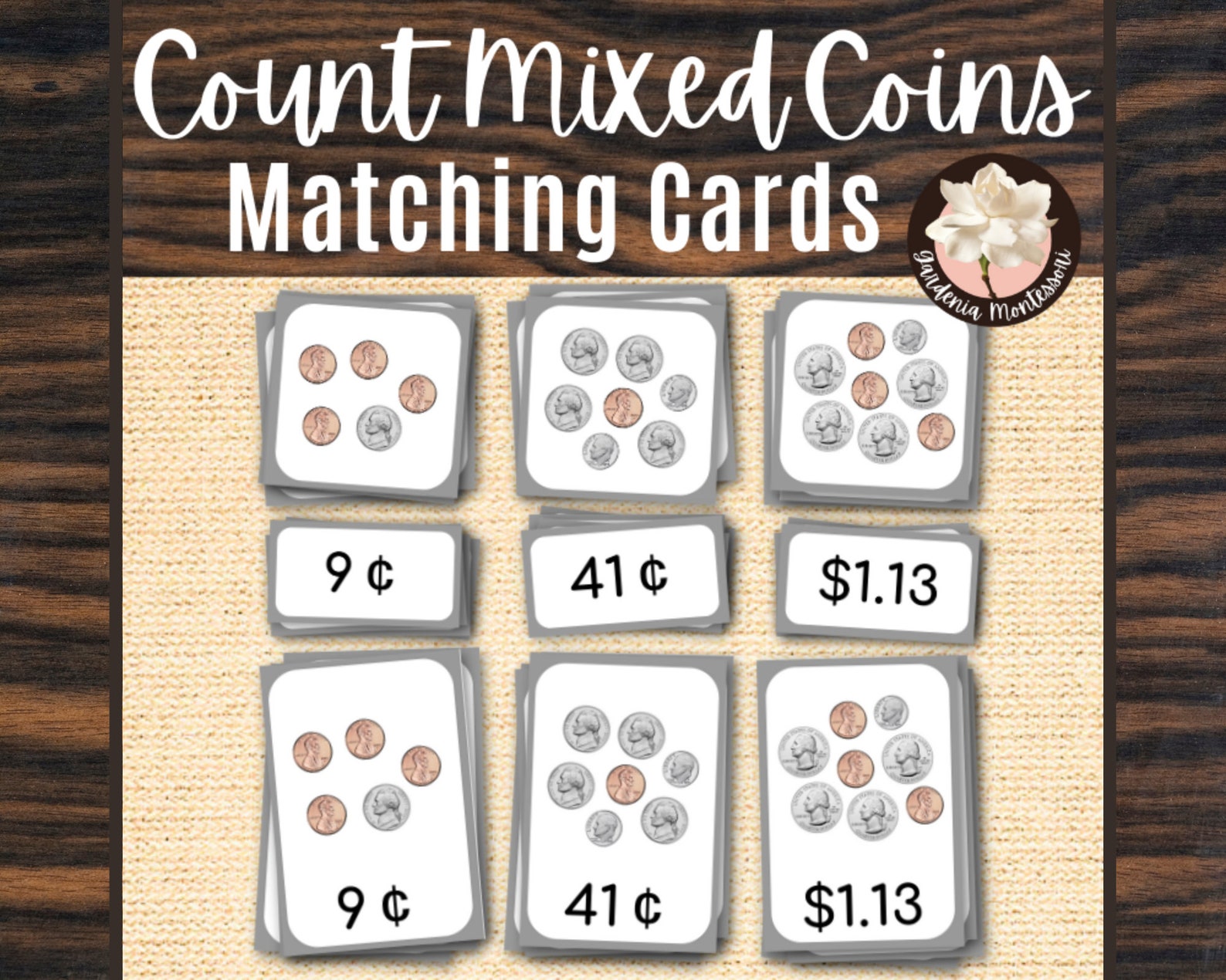Counting Coins Learning Money Montessori Cards Montessori Money Math ...