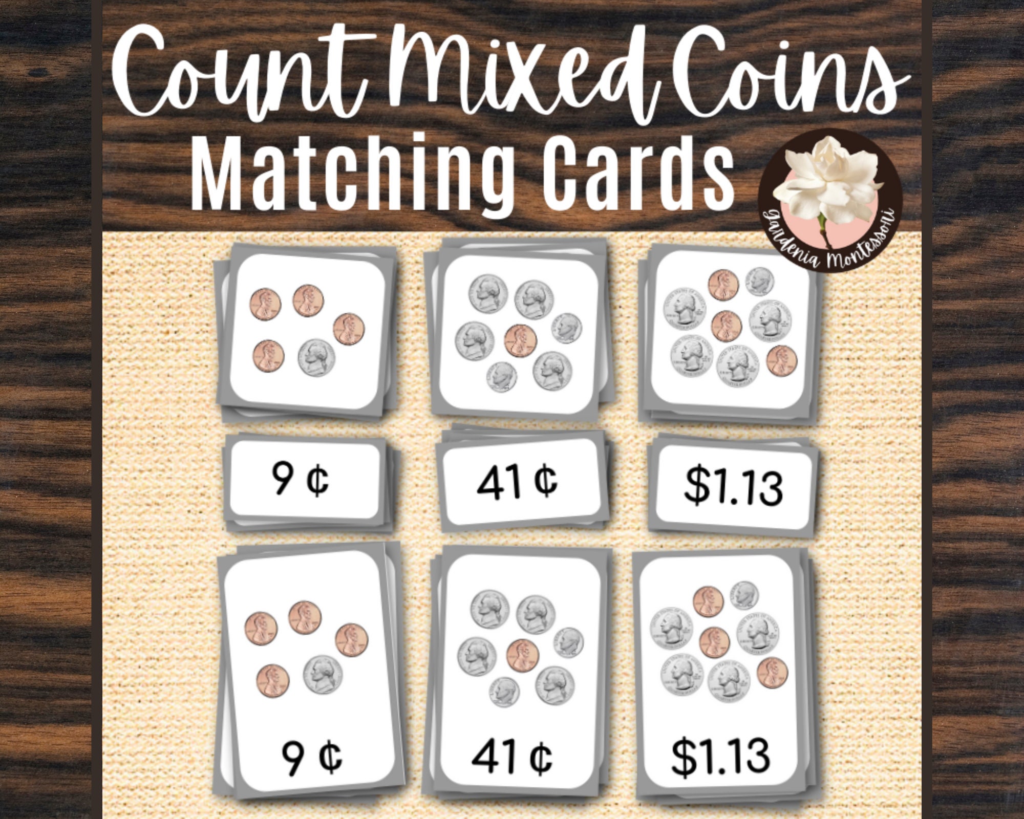 Counting Coins Learning Money Montessori Cards Montessori Money Math ...