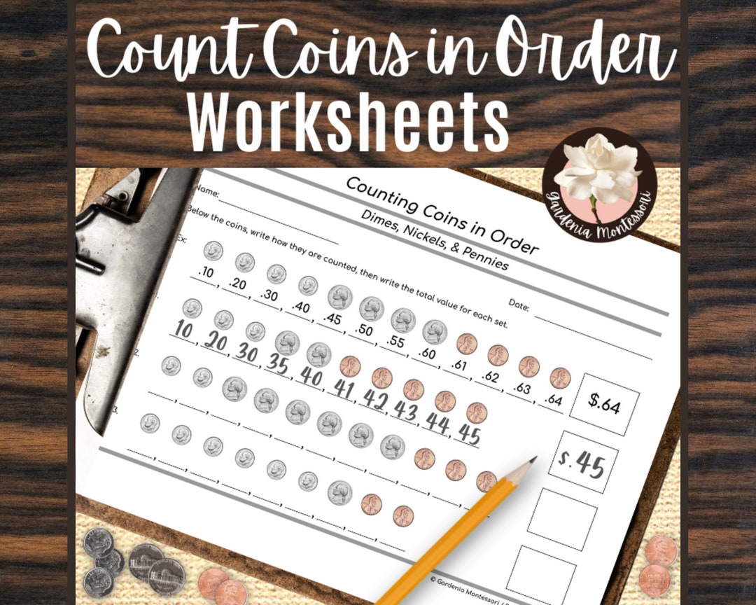 Counting Coins in Order Learning Money Kids Worksheets Montessori Money ...