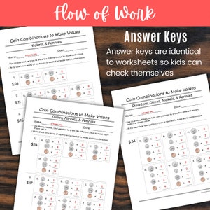 Montessori Elementary Coin Combos Learning Money Math Worksheets ...
