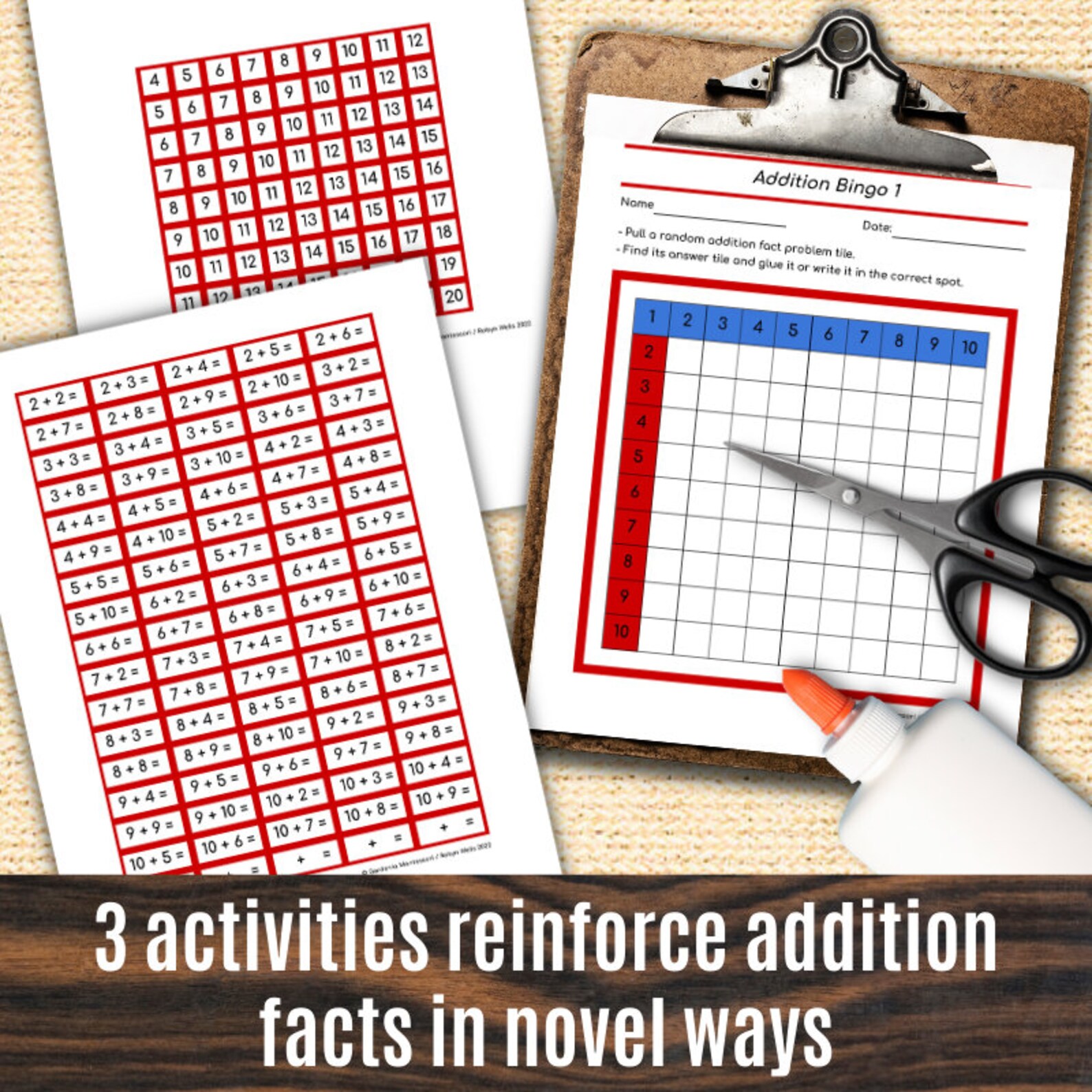 Montessori Addition Facts Math Worksheets Math Charts - Bingo ...