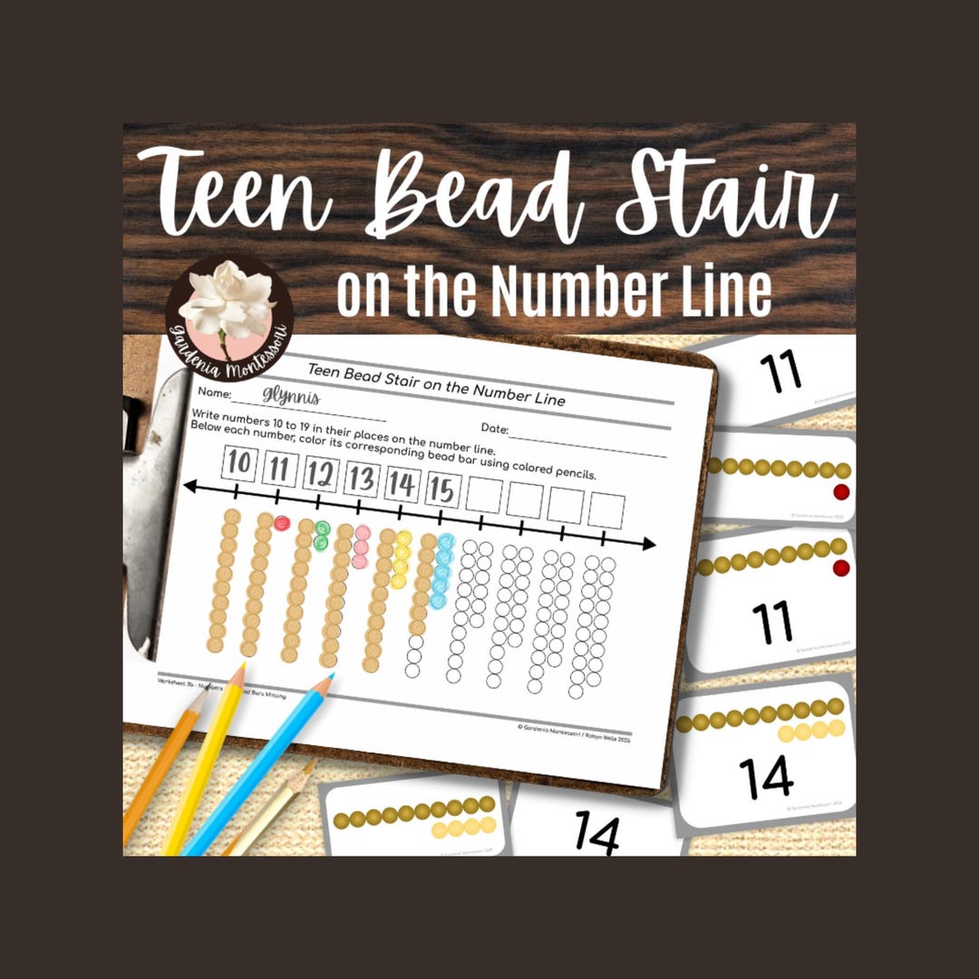 Montessori Teen Bead Stair Number Line Cards - Elementary Math ...