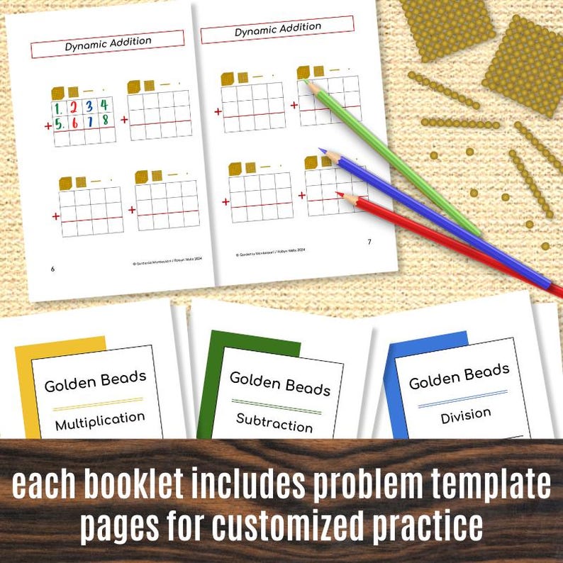 Montessori Golden Beads Math Operations Booklets: Elementary Base 10 ...