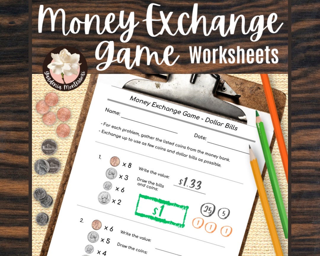 Montessori Money Exchange Math Worksheets: Counting Coins, Learning ...