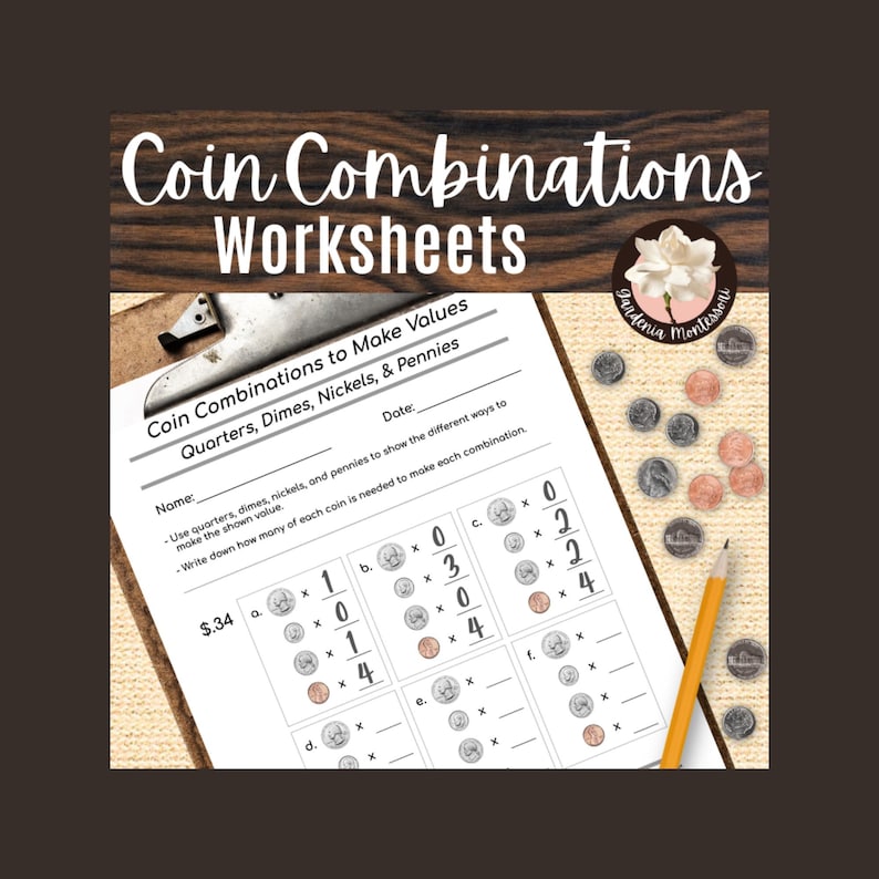 Coin Combinations Money Worksheets for Kids - Montessori Elementary ...