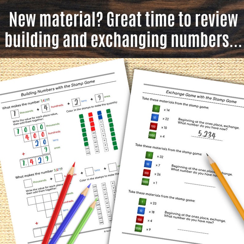 Printable Montessori Math Stamp Game Introduction: Place Value ...