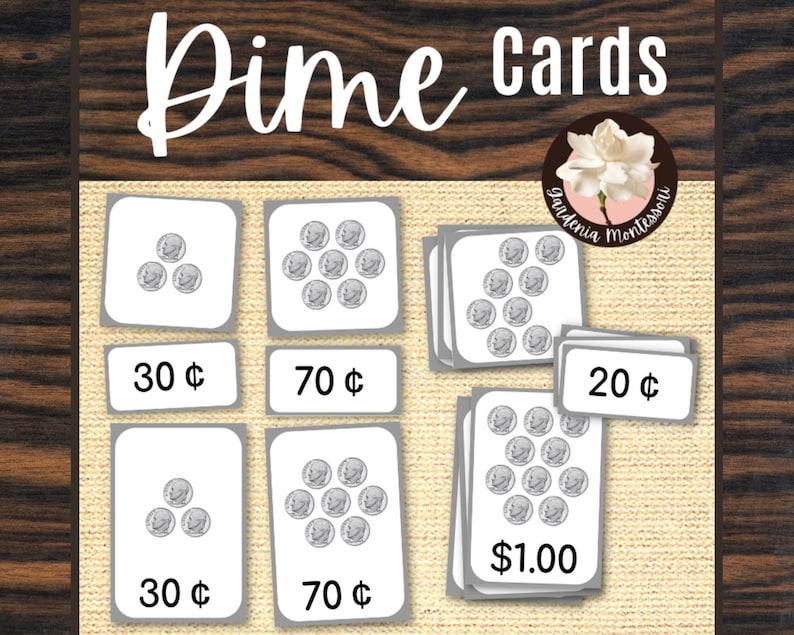 Printable Dime Cards: Montessori Money Math for Elementary Students ...