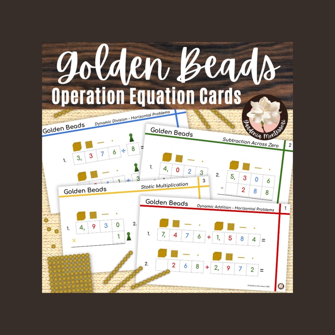 Montessori Golden Beads Math Equation Cards: Base Ten Operations for ...