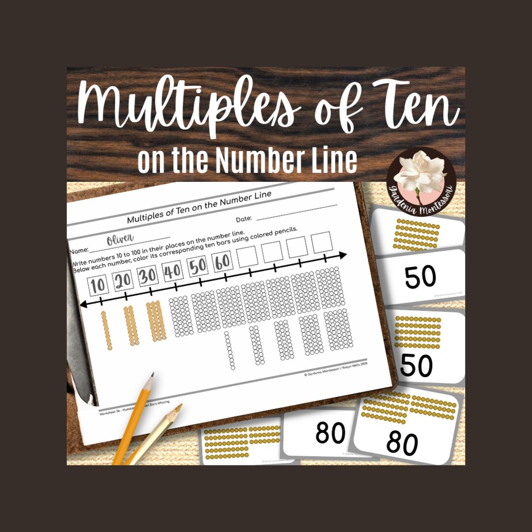 Montessori Golden Beads Number Line Cards and Worksheets for Elementary ...