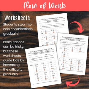 Montessori Elementary Coin Combos Learning Money Math Worksheets ...