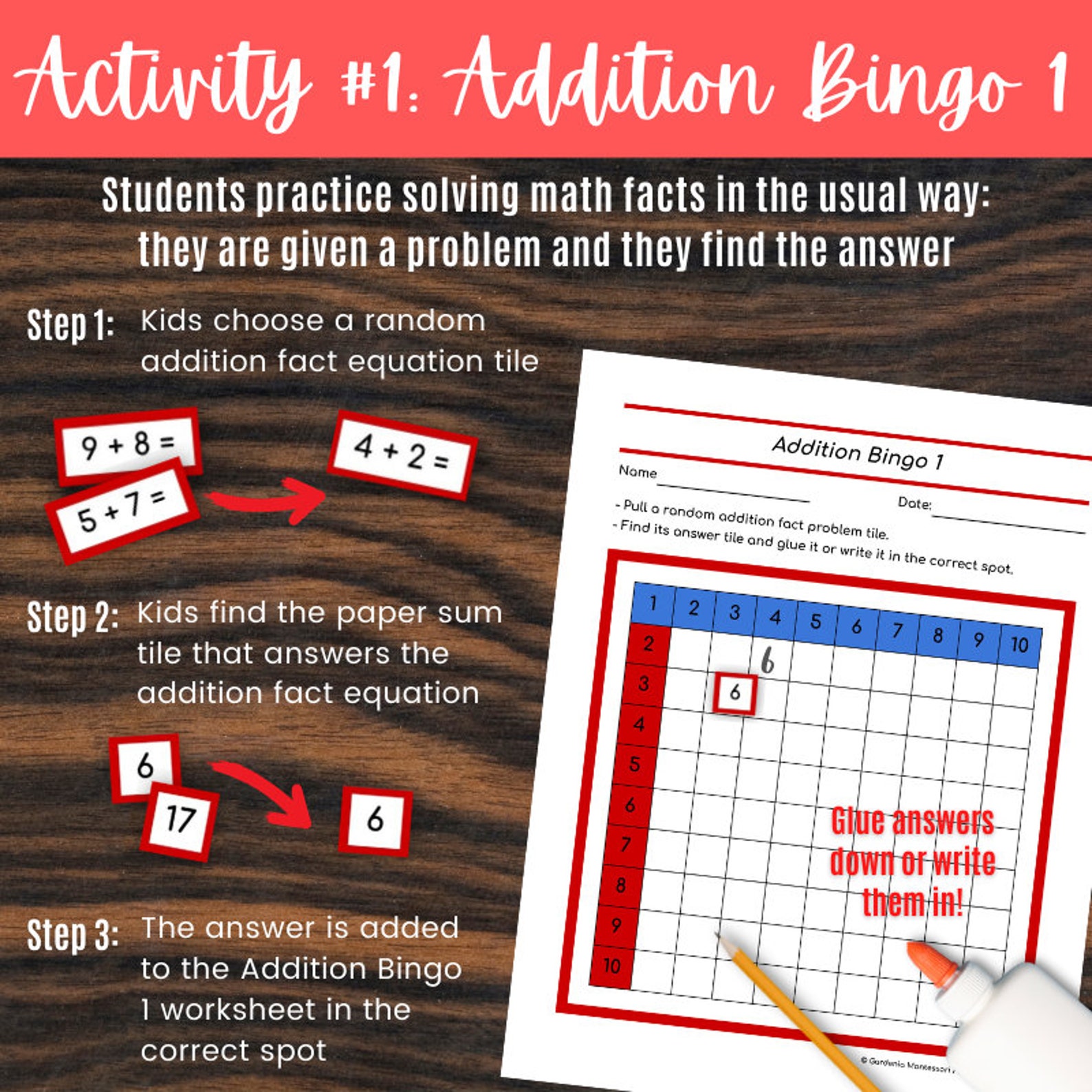 Montessori Addition Facts Math Worksheets Math Charts - Bingo ...