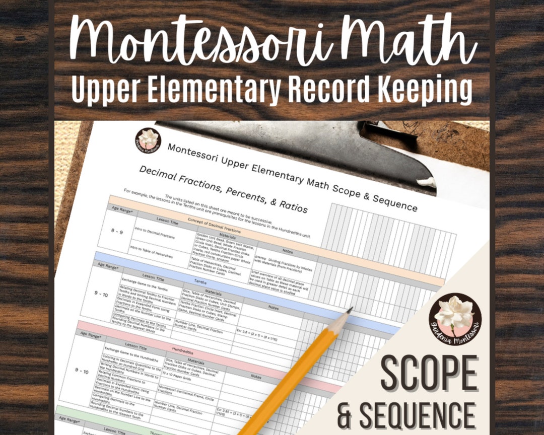 Montessori Upper Elementary Math Curriculum Scope and Sequence Record ...