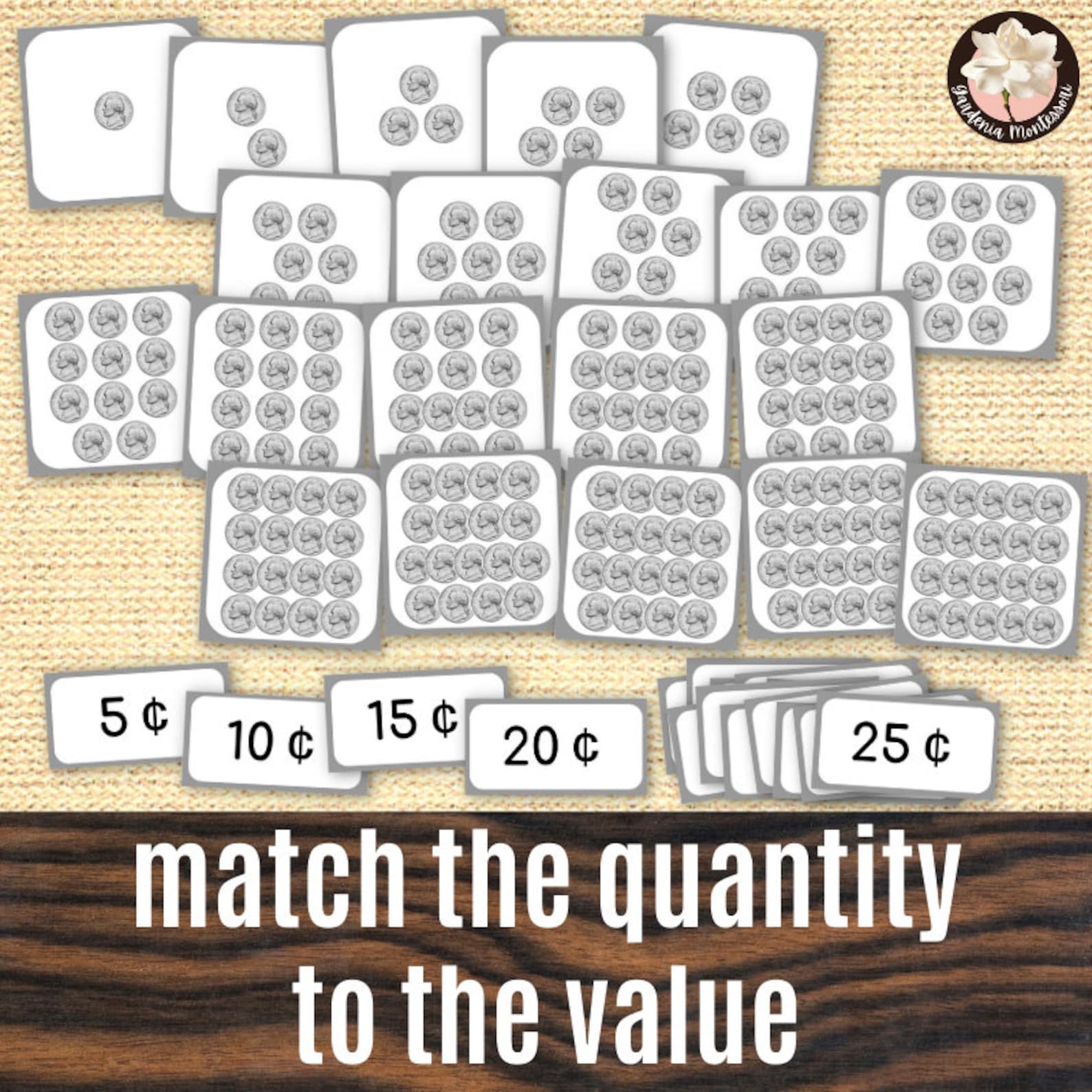 Count Like Coins Montessori Flashcards - Skip Counting Coins Sorting ...