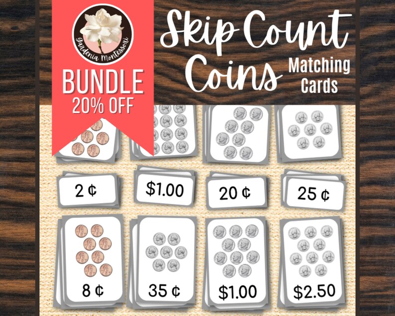 Skip Counting Money: Montessori Three-part Cards for Learning Coins ...
