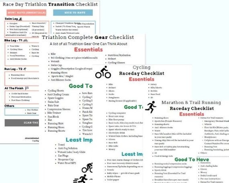 Gear Checklist : Triathlon, Marathons, Trail Running & Cyclings/ Gear ...