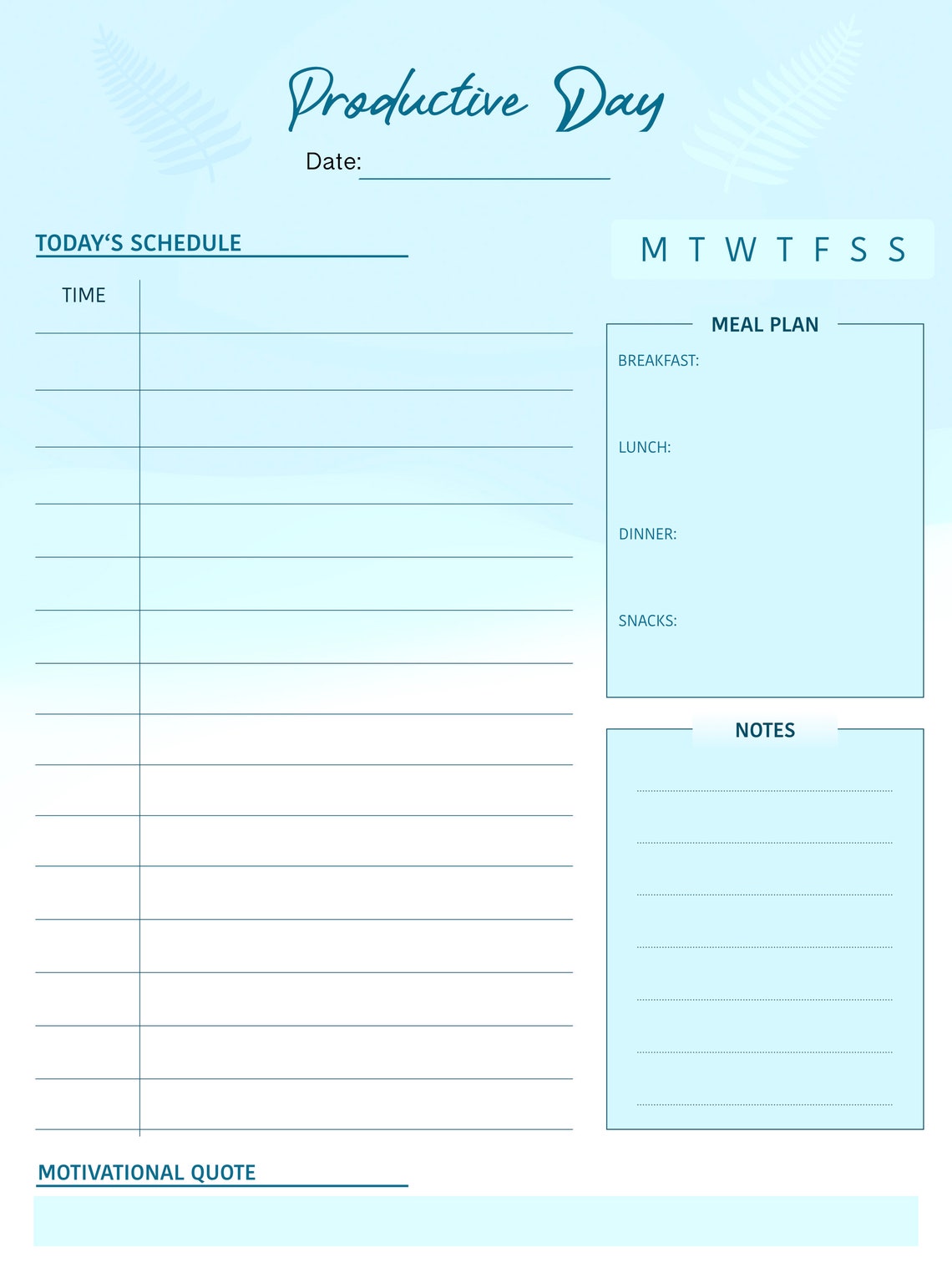 Printable Digital Daily Planner Tropical Summer Vibe - Etsy