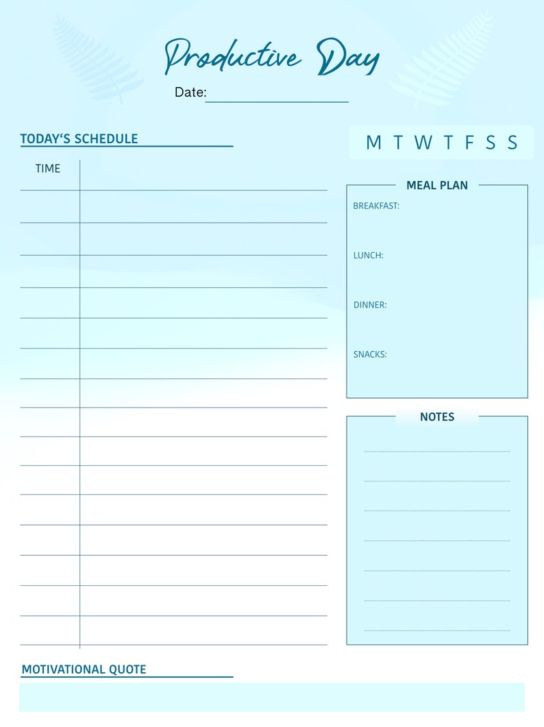 Printable Digital Daily Planner Tropical Summer Vibe - Etsy