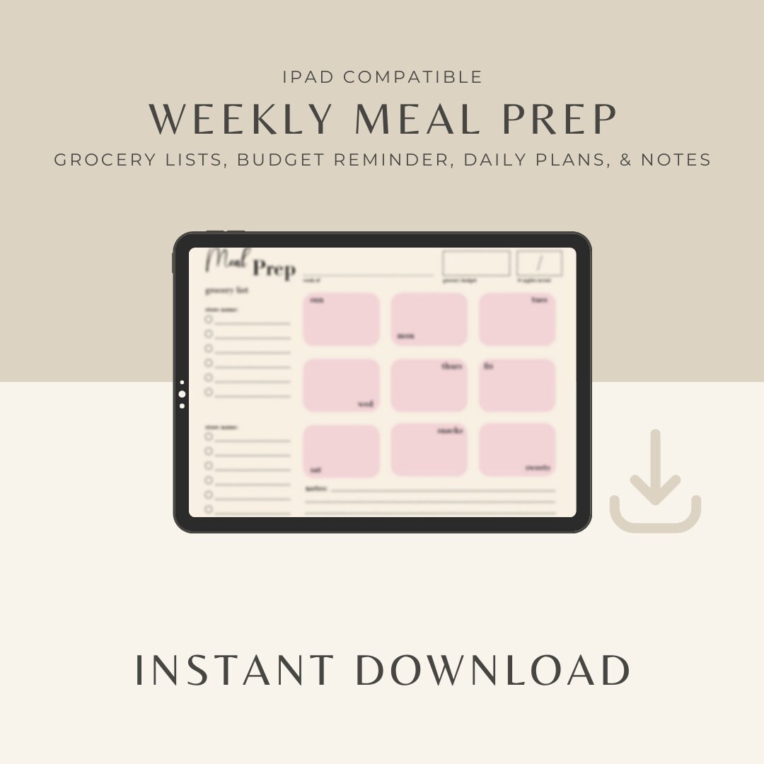 Weekly Meal Prep Template - Etsy
